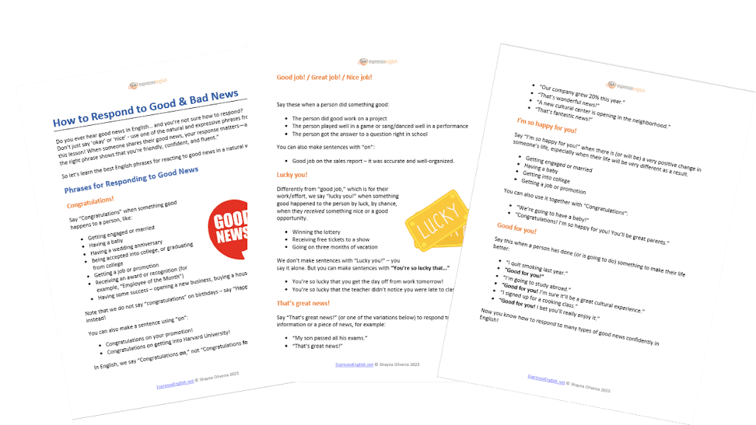 Practical English: Responding to good news - Espresso English