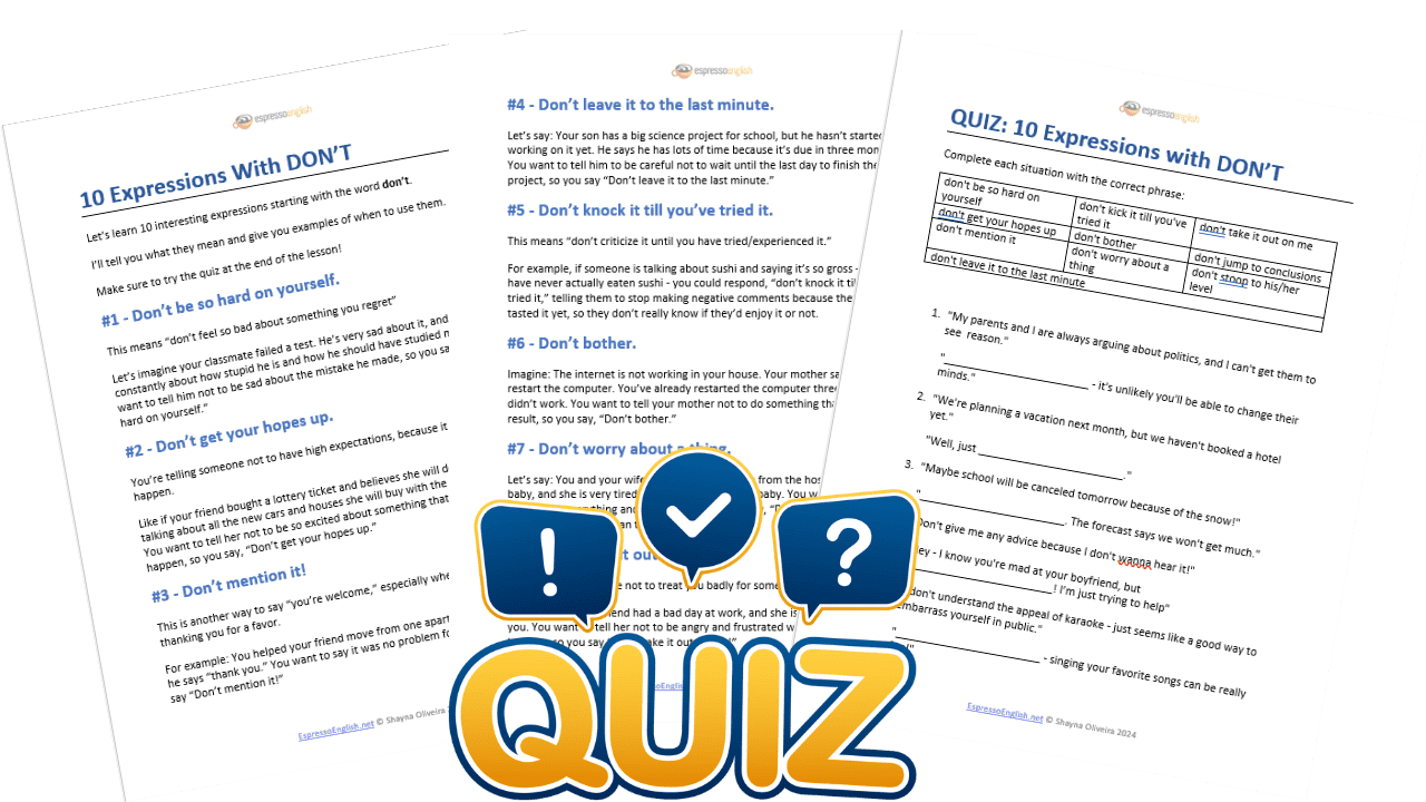 10 English Expressions with "Don't" - Espresso English