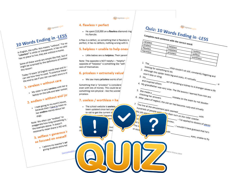 10 English Words Ending in -LESS - Espresso English