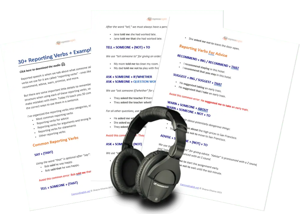 Reporting Verbs: List & Examples - Espresso English