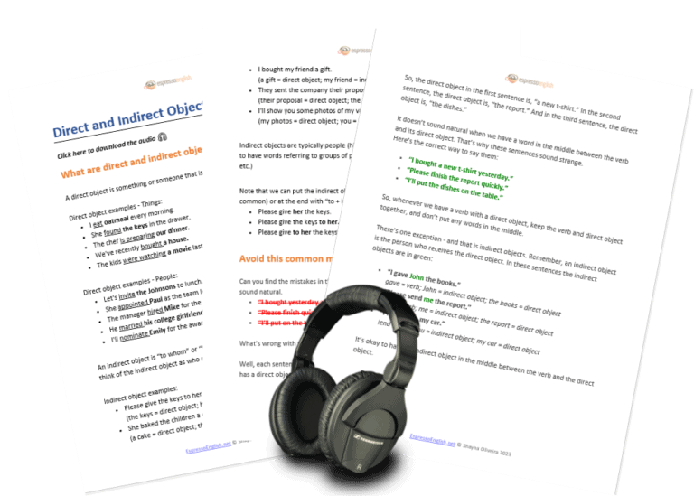 Direct and Indirect Objects: Examples, Sentences, Mistakes - Espresso English