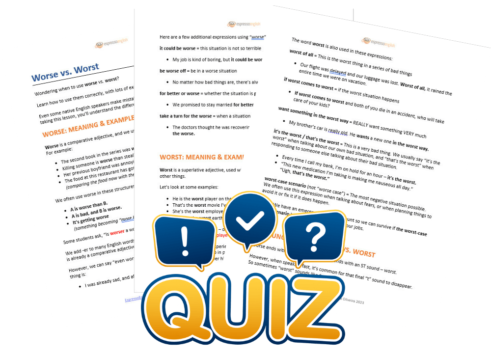 Worse vs. Worst: Difference and Examples - Espresso English