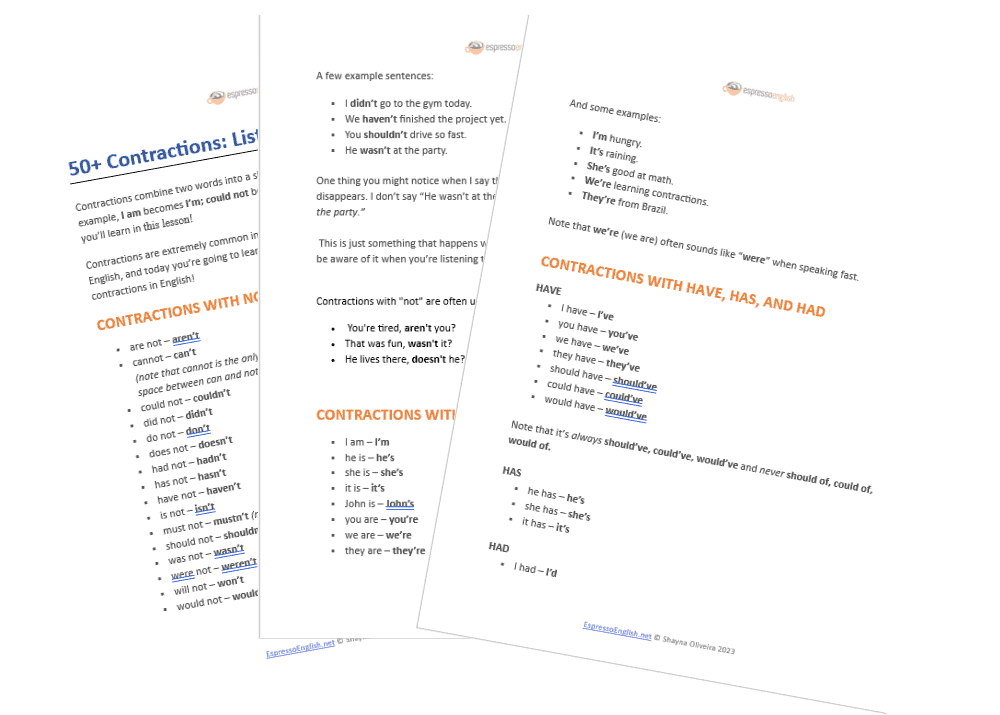 50+ Contractions in English: List & Examples - Espresso English