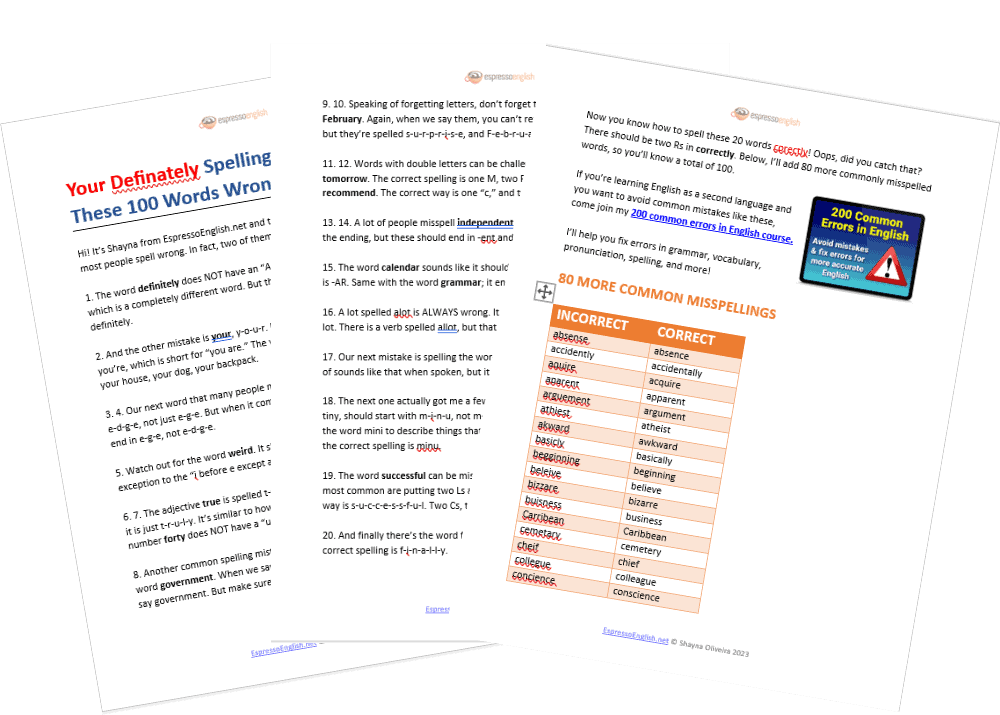 100 Commonly Misspelled Words in English - Espresso English