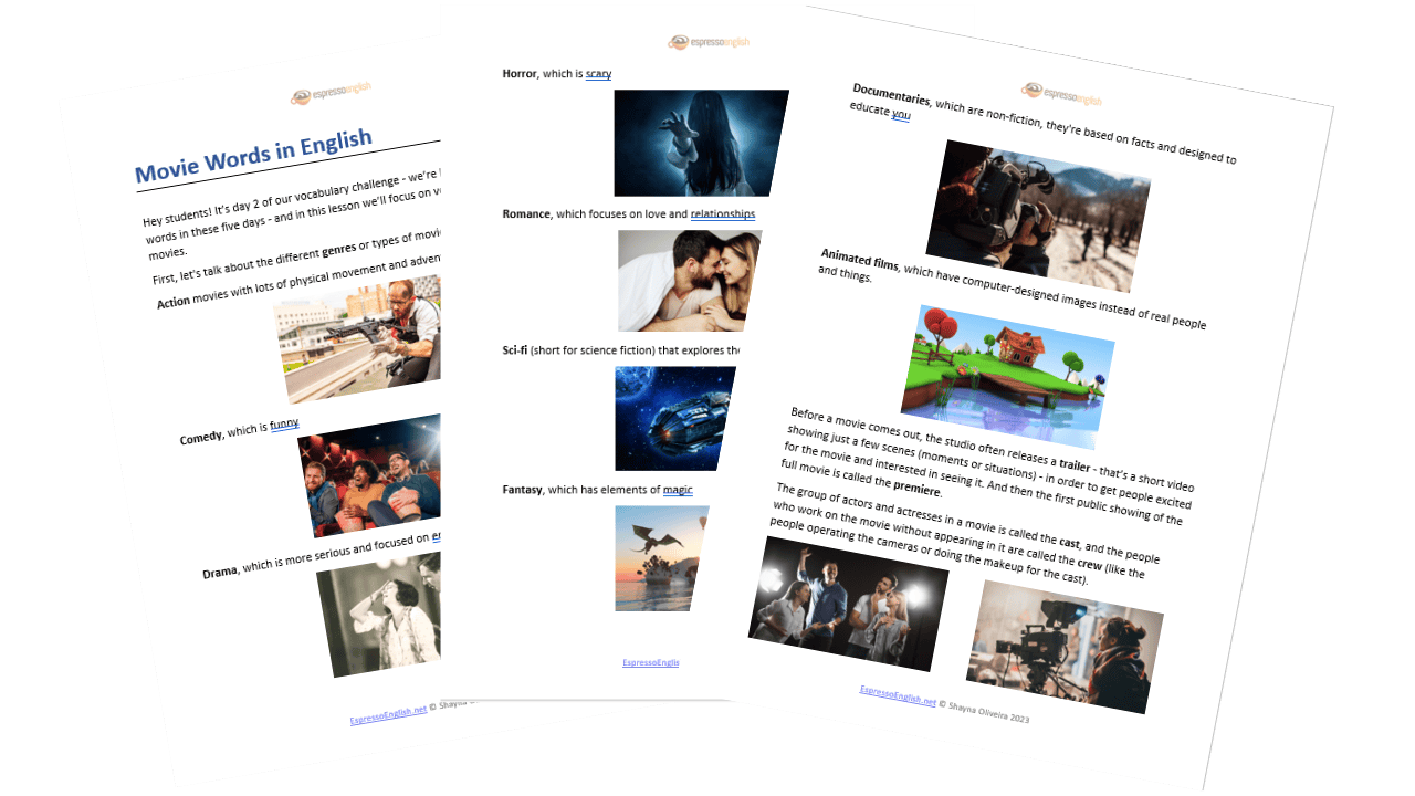 30+ Movie Words in English - Espresso English