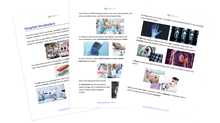 25+ hospital words in English - Espresso English