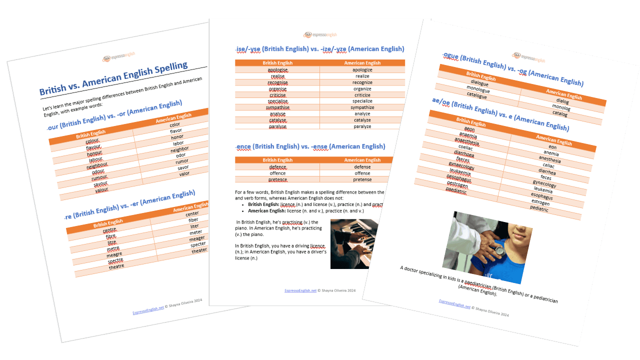 British vs. American English Spelling - Espresso English