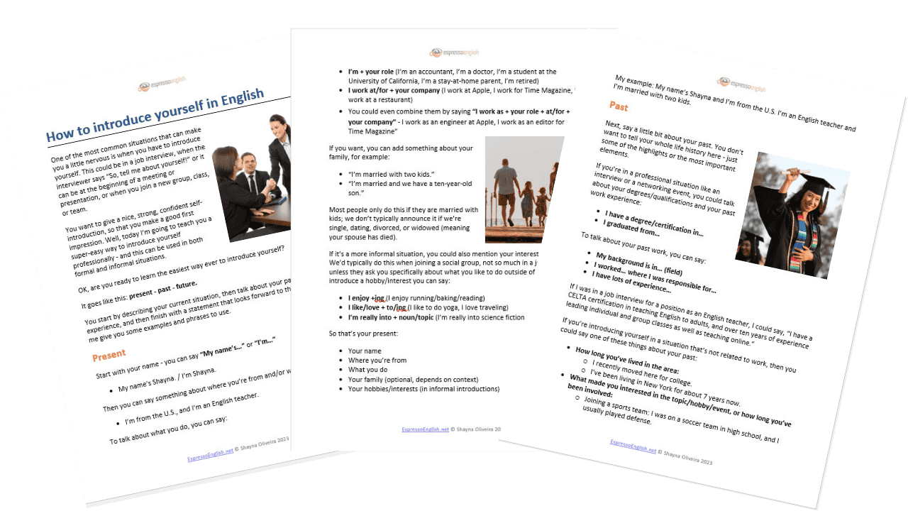 How to introduce yourself in English: Phrases + Examples - Espresso English