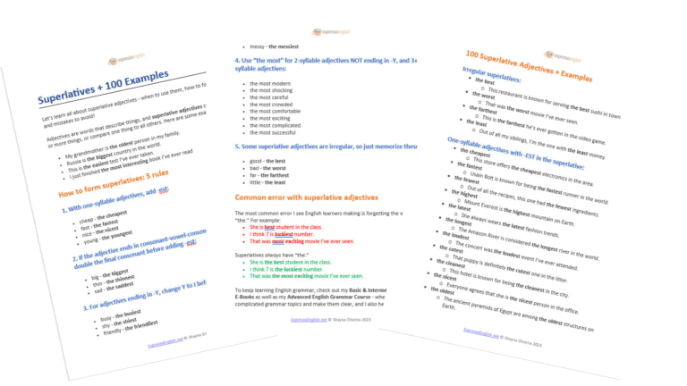 100 Superlatives: List & Examples - Espresso English