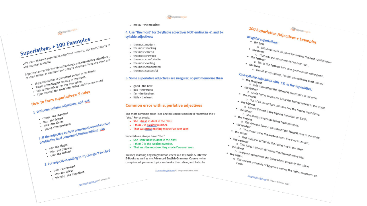 100 Superlatives: List & Examples - Espresso English