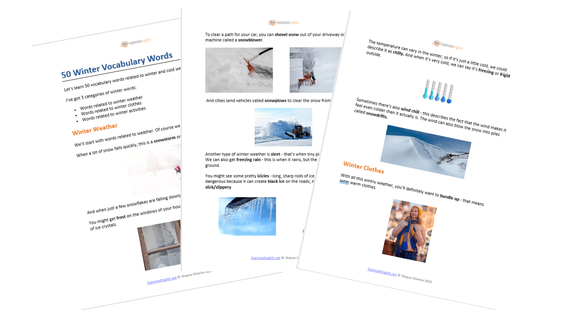 50 Winter Vocabulary Words in English - Espresso English