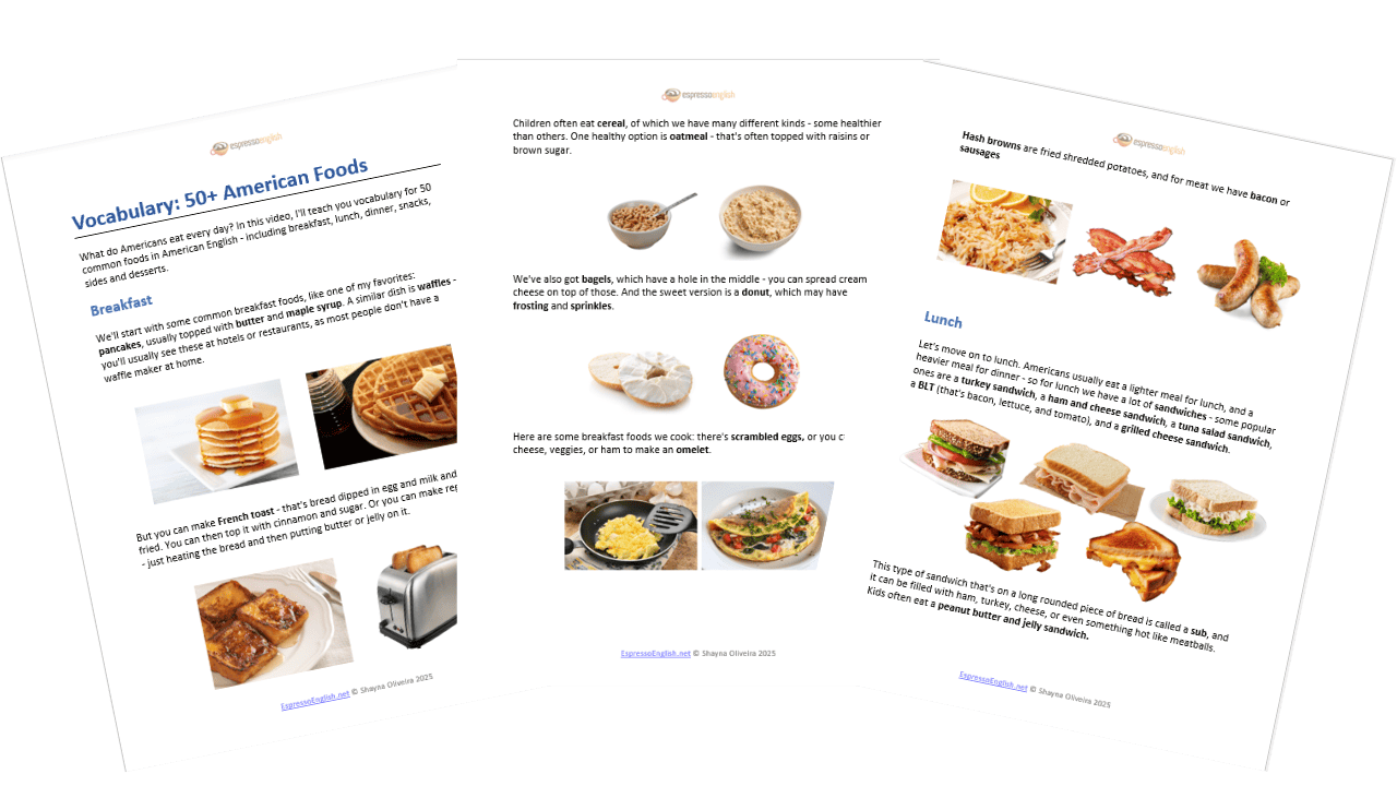 Vocabulary: 50+ American Food Words - Espresso English